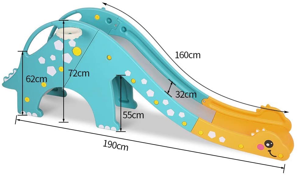 Giraffe Kids Slide (Brachiosaurus Slide, Blue+Yellow) - Toys 4 You Store