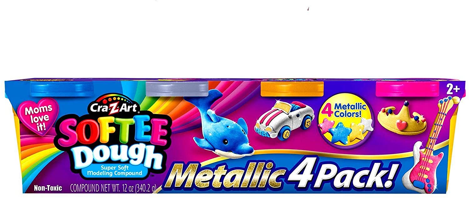 Softee Dough Super Soft Modeling Compound Metallic (Pack of 4) - Toys 4 You