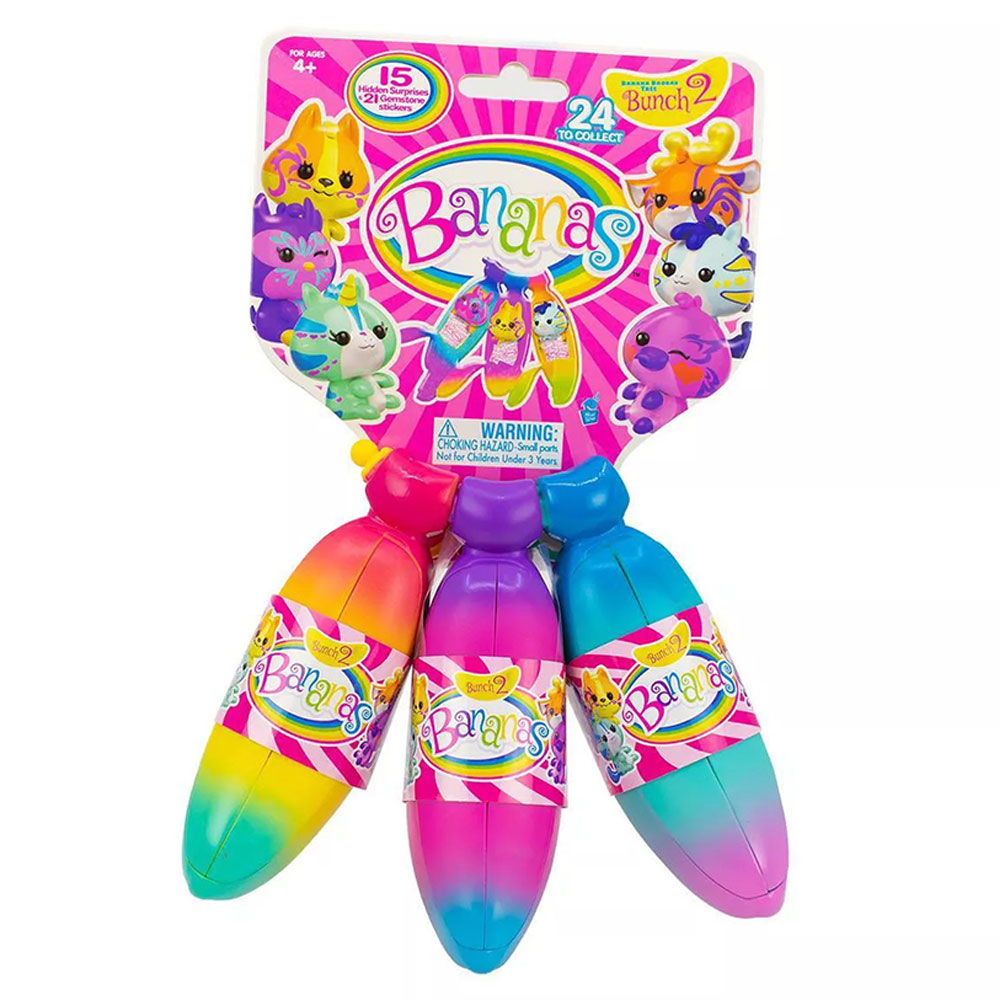 Bananas Collectible 3 Pack Bunch Pink Purple Blue - Toys 4 You