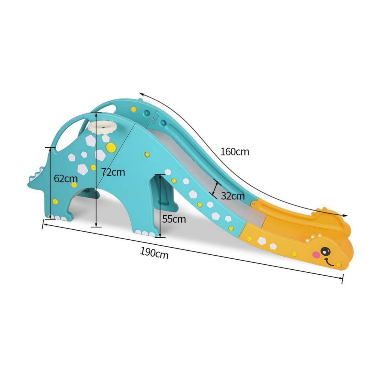 Giraffe Kids Slide (Brachiosaurus Slide, Blue+Yellow) - Toys 4 You