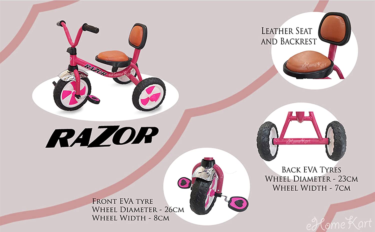 Razor Baby Tri-Cycles with EVA Tyres and Leather Seat and Backrest ...