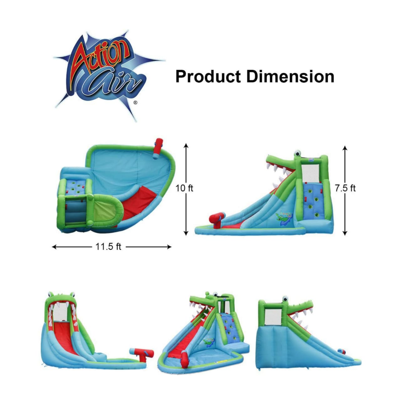 Air Flow Crocodile Inflatable Water Slide -9240 - Toys 4 You